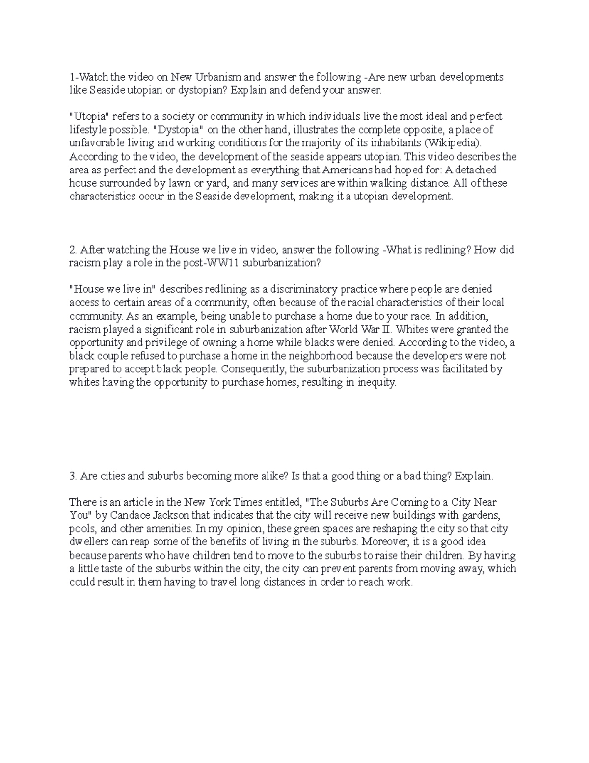 Analysis of Utopian and Dystopian Elements in Suburbs and Gated Comm ...