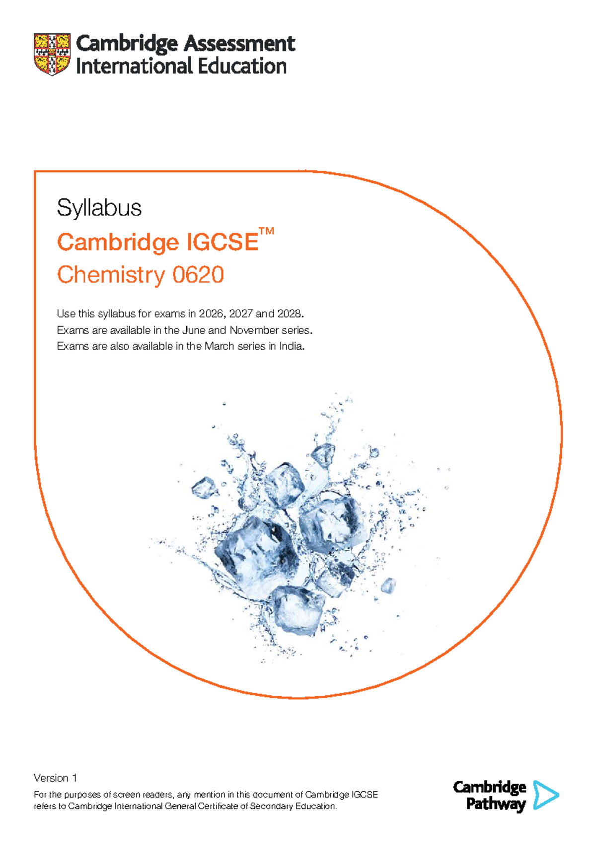 Cambridge IGCSE Chemistry 0620 Syllabus (2026-2028) - Studocu
