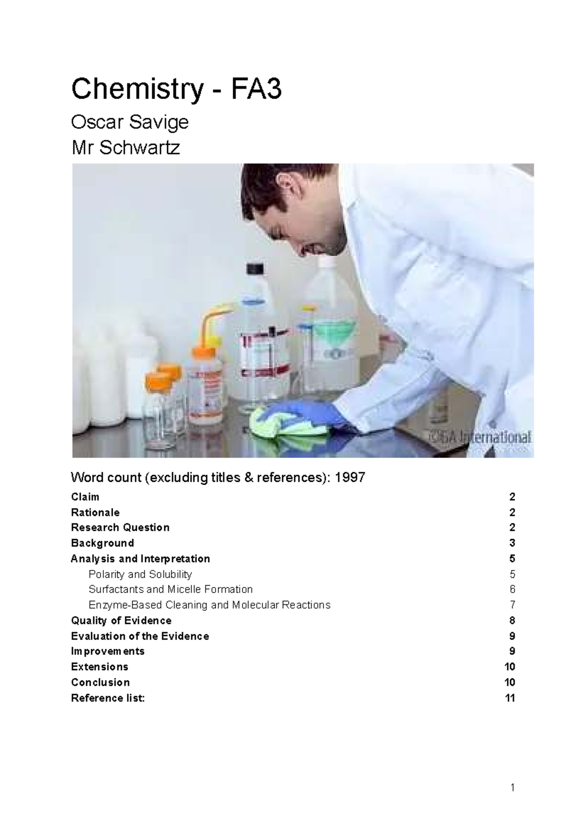 Chemistry FA3 Research Investigation: Polarity, Surfactants & Cleaning ...