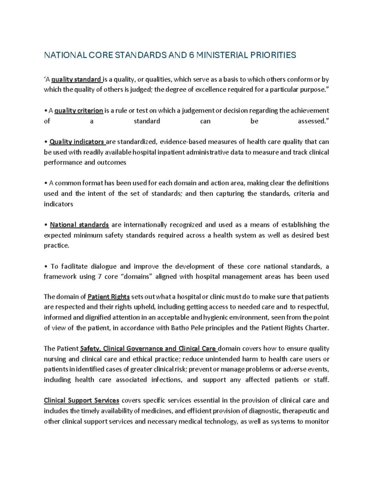 IHL 112 UNIT 4: National Core Standards & Cultural Competence in ...