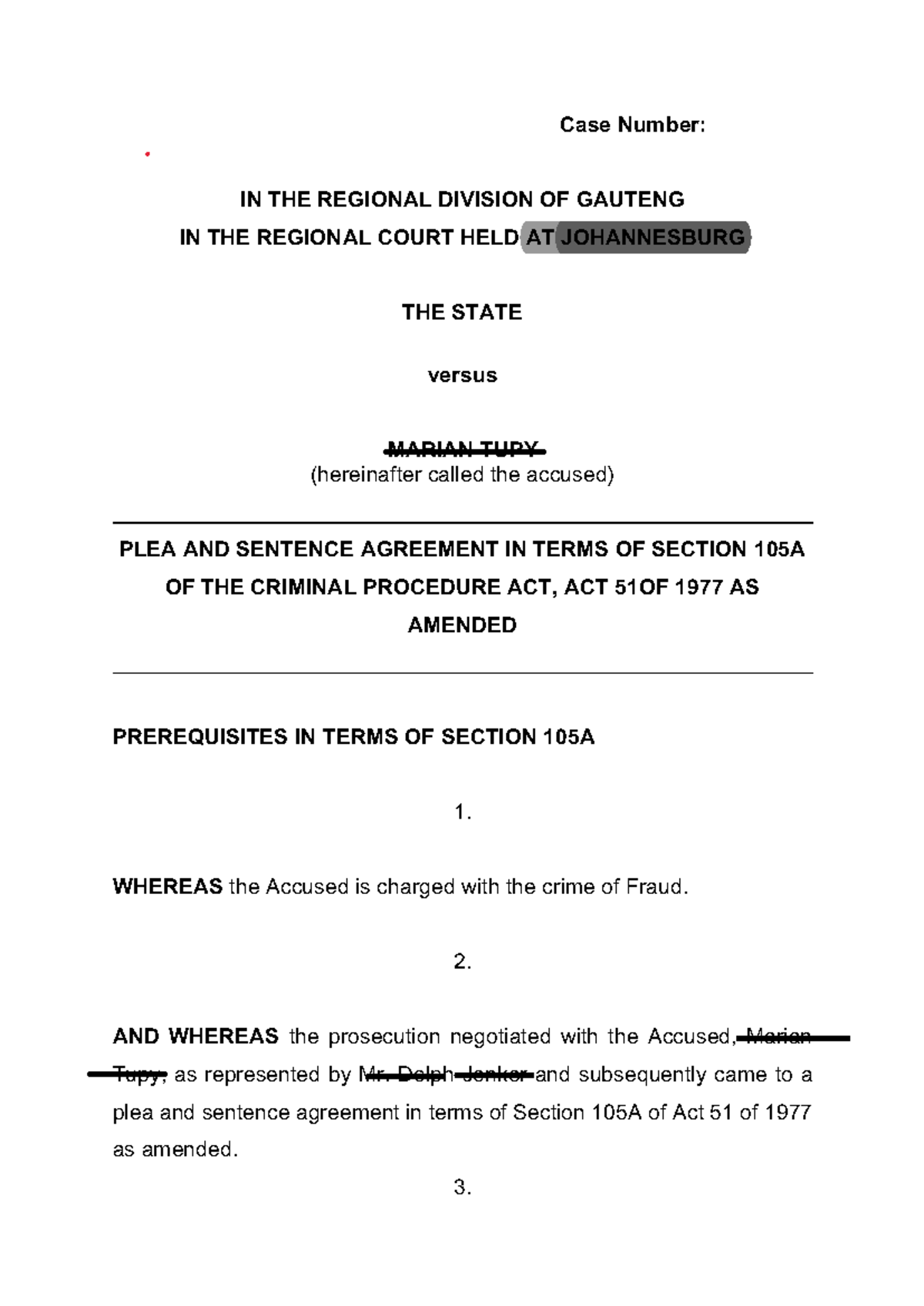 105A Plea Agreement - Criminal Procedure Notes & Case Summary - Studocu