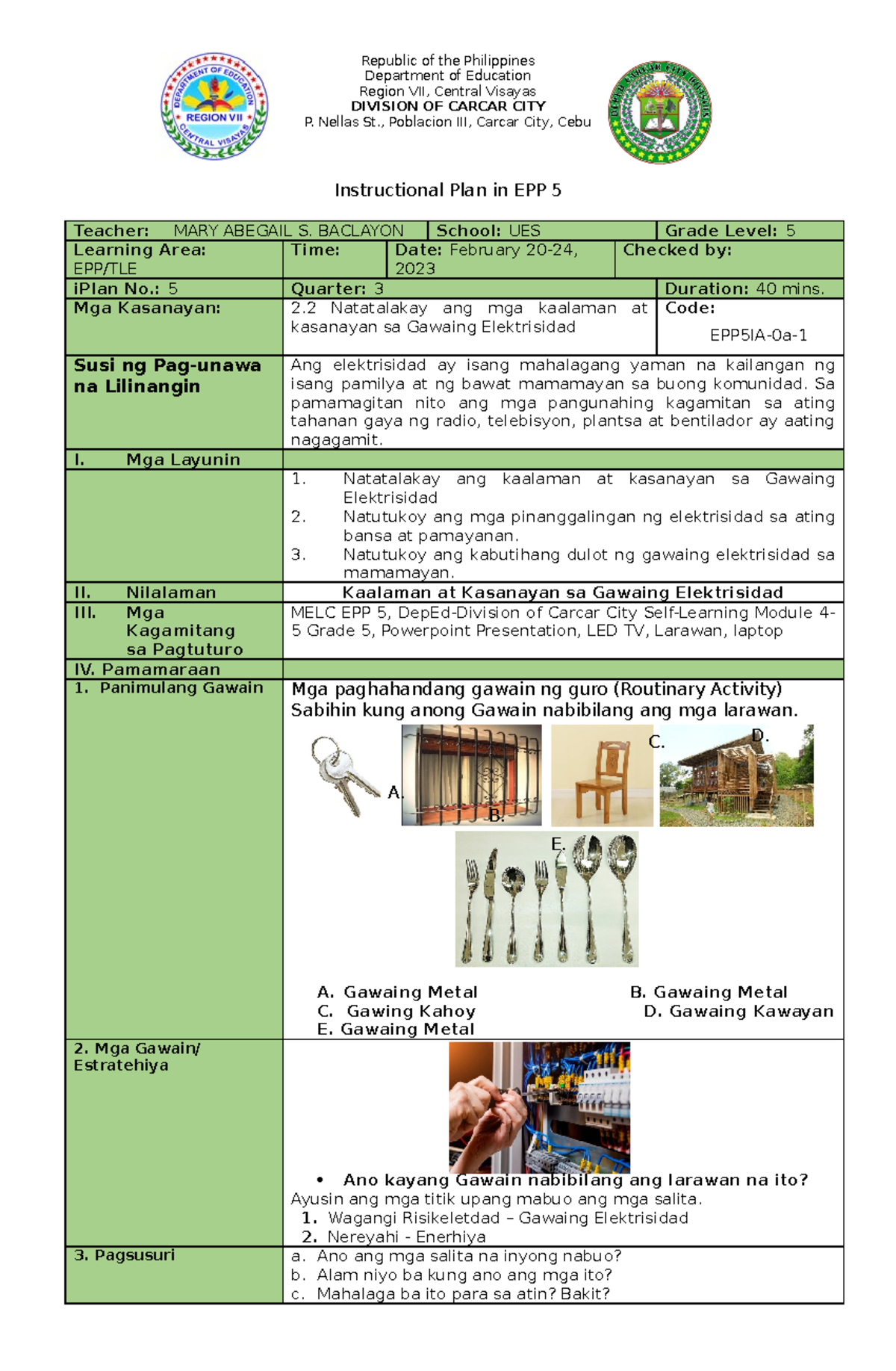 Q3-IA5-Gawaing Elektrisidad - Republic of the Philippines Department of ...