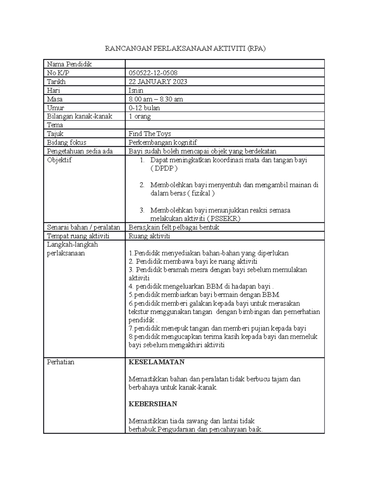Contoh RPA Tugasan - agsswbvhwwbwzvwv - RANCANGAN PERLAKSANAAN AKTIVITI ...