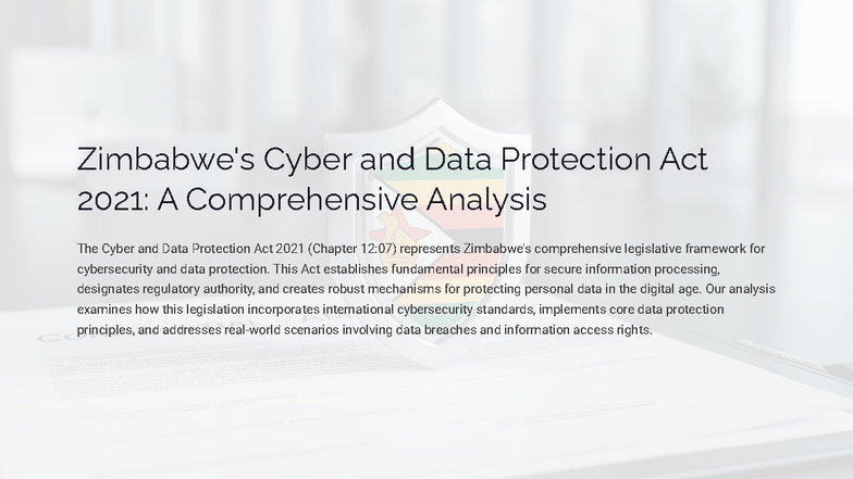 ZIM 2021: Comprehensive Analysis of Cyber and Data Protection Act - Studocu