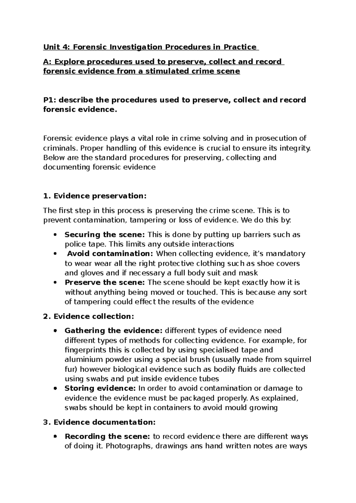 Unit 4: Forensic Investigation Procedures - Evidence Handling ...