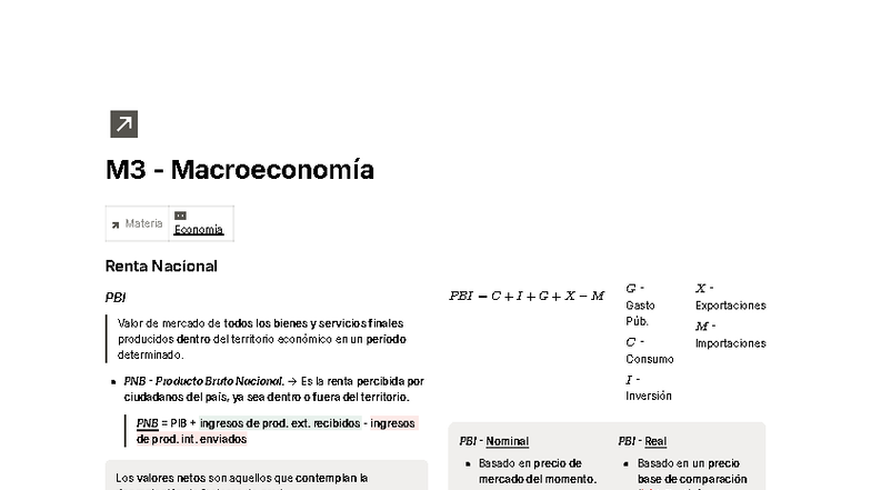 Economía M3 - Macroeconomía: Renta Nacional y Gasto Final - Studocu
