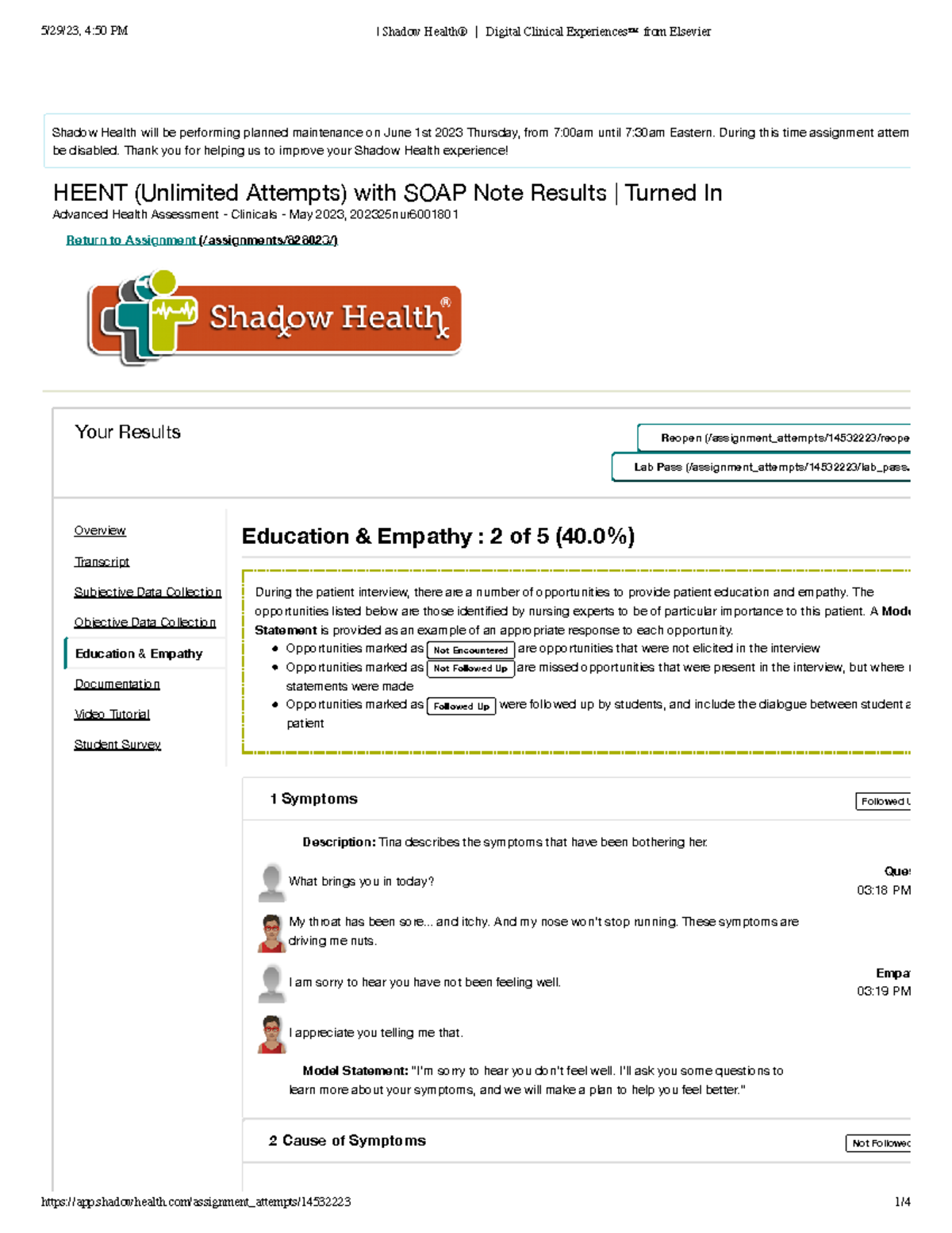 Tina Jones HEENT Shadowhealth - HEENT (Unlimited Attempts) with SOAP ...