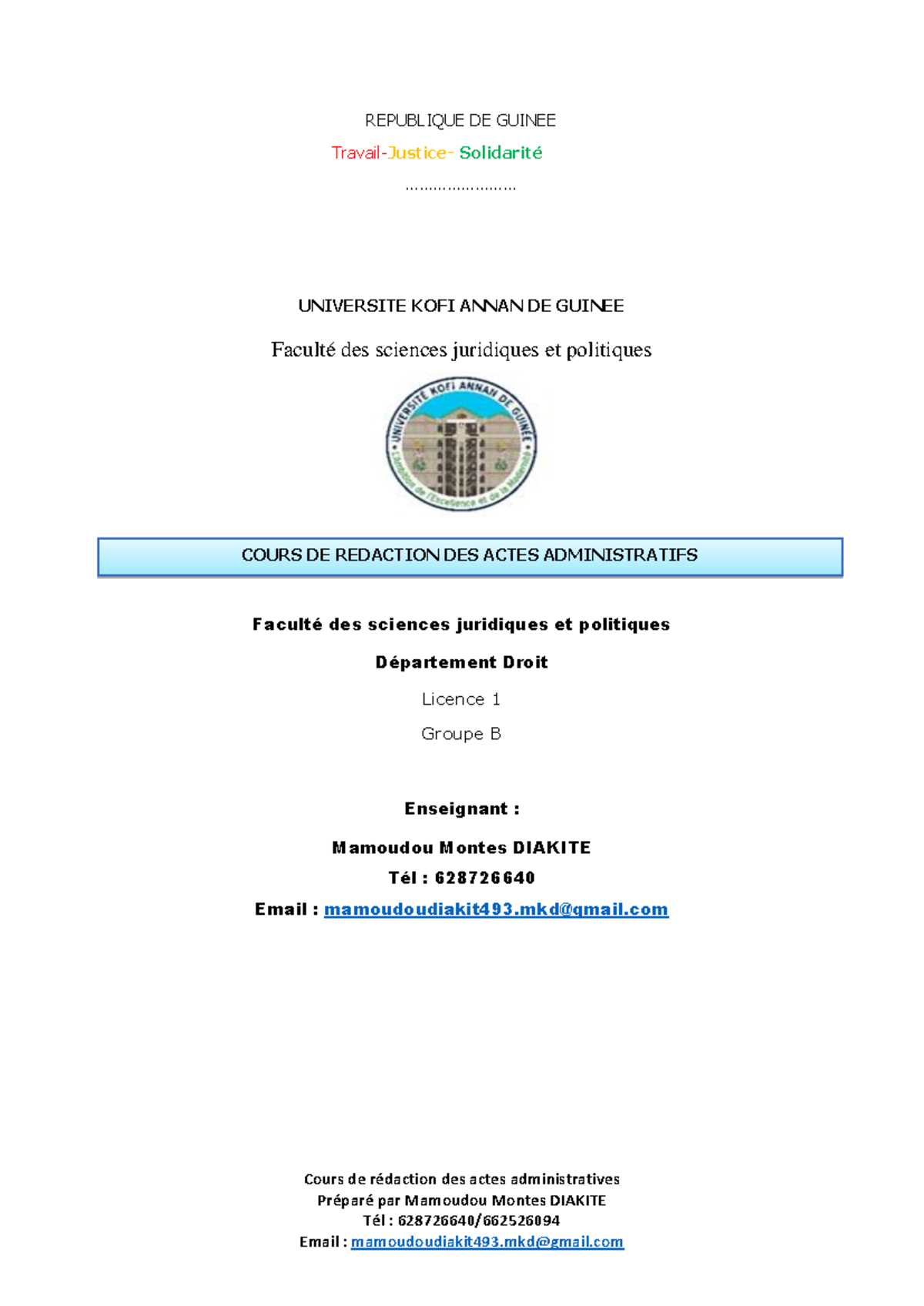 Cours DE Rédaction Administrative L1 - Techniques et Objectifs - Studocu