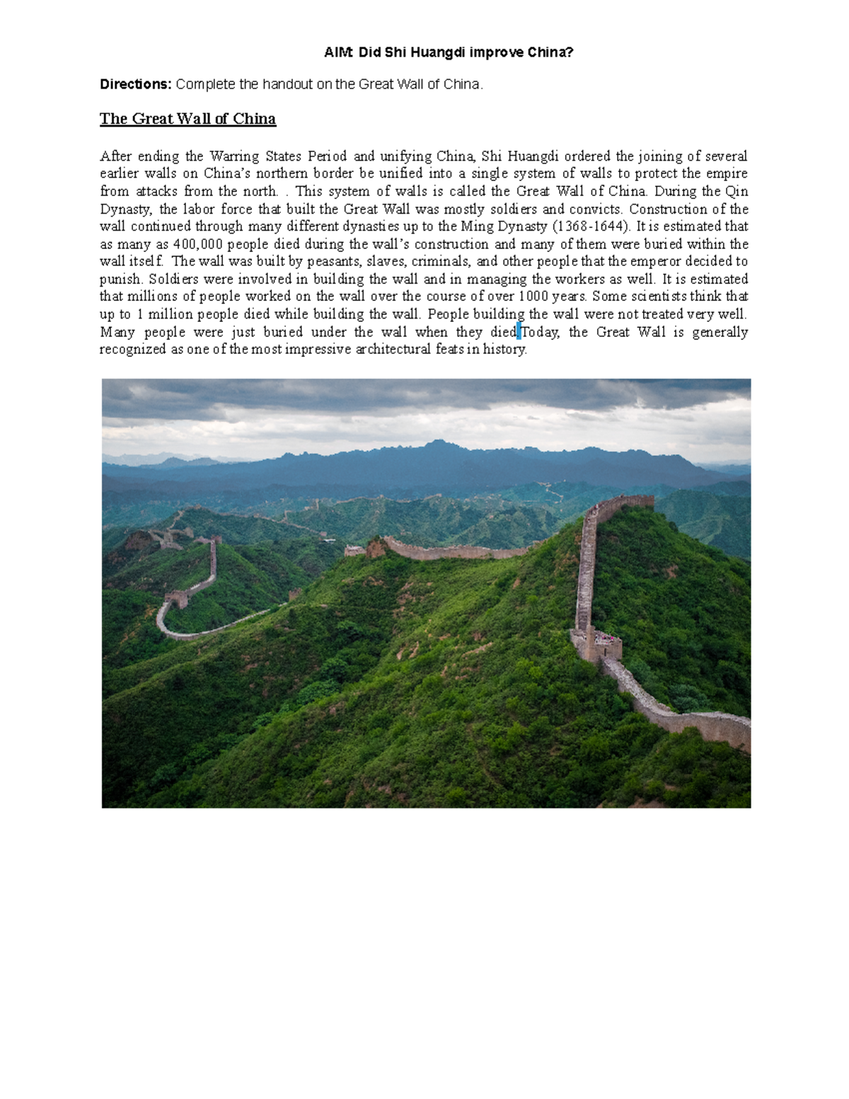 Impact of Shi Huangdi on the Great Wall of China - Historical Insights ...