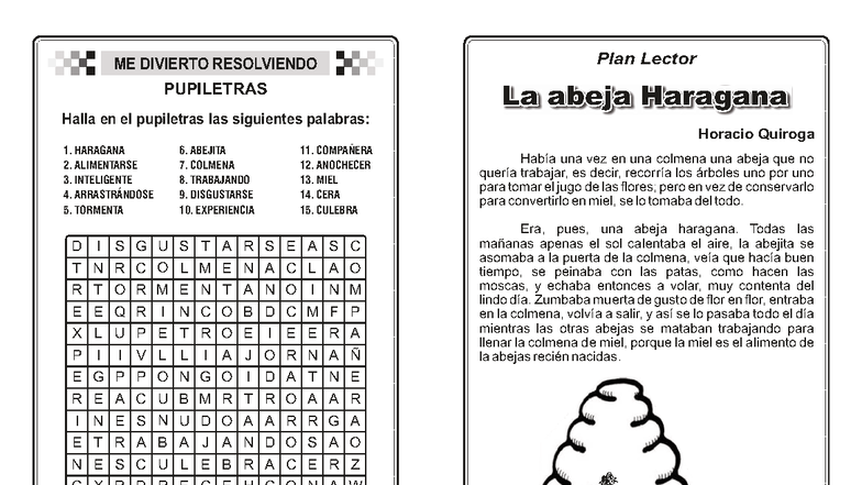 11-Plan Lector: La Abeja Haragana y sus Lecciones de Trabajo - Studocu