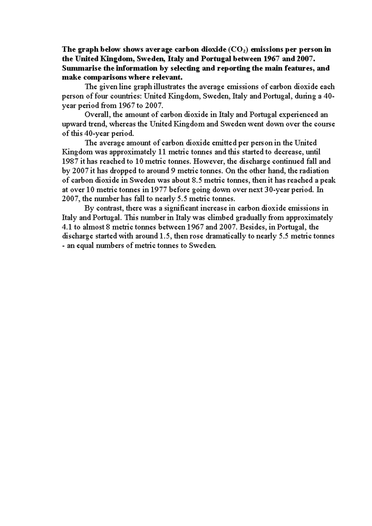 CO2 Emissions per Person in UK, Sweden, Italy & Portugal (1967-2007 ...