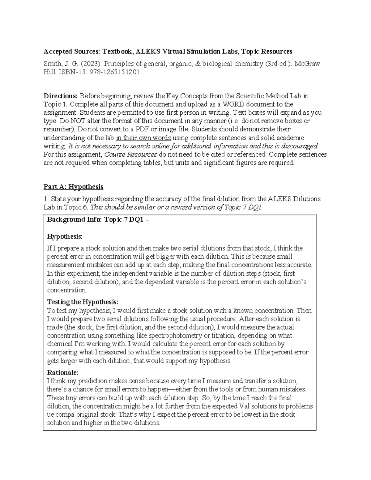 CHM101L - Topic 7 - Lab Report: Dilutions and Accuracy Analysis - Studocu