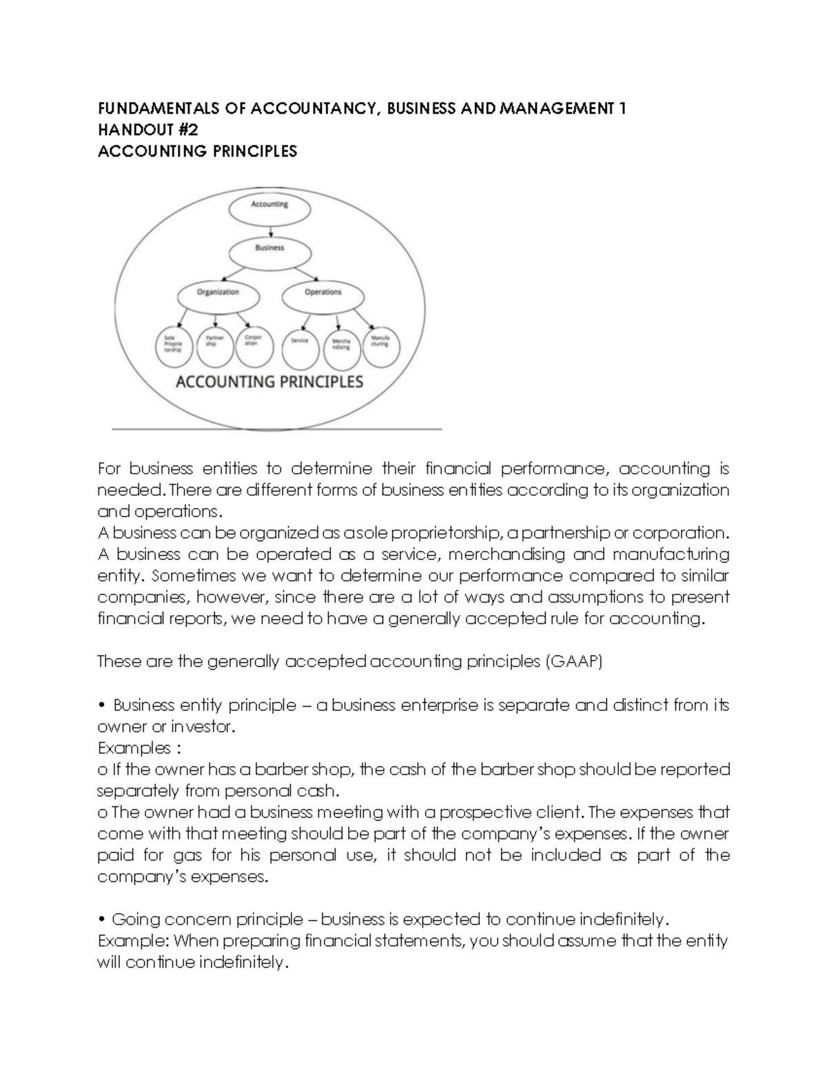 FABM1 Handout 2 - Accounting Principles Overview and Notes - Studocu