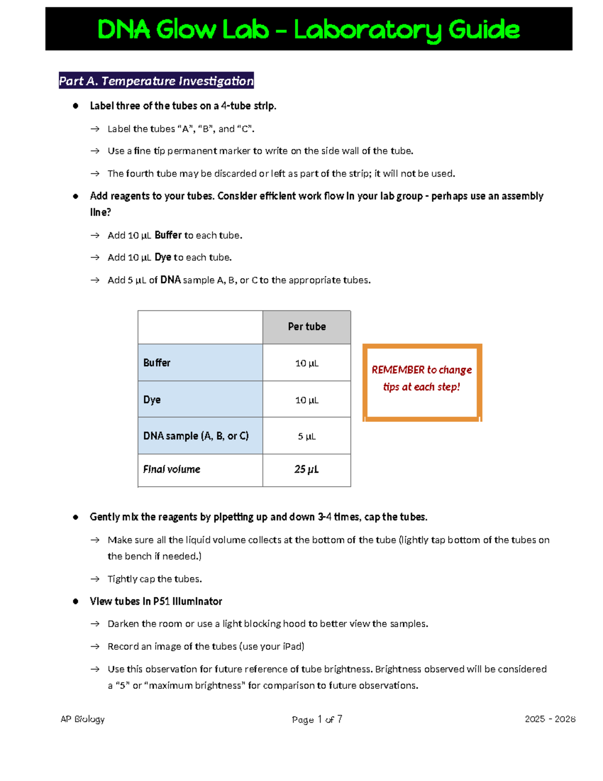 AP Biology Lab: DNA Glow & Denaturation Investigation Guide - Studocu