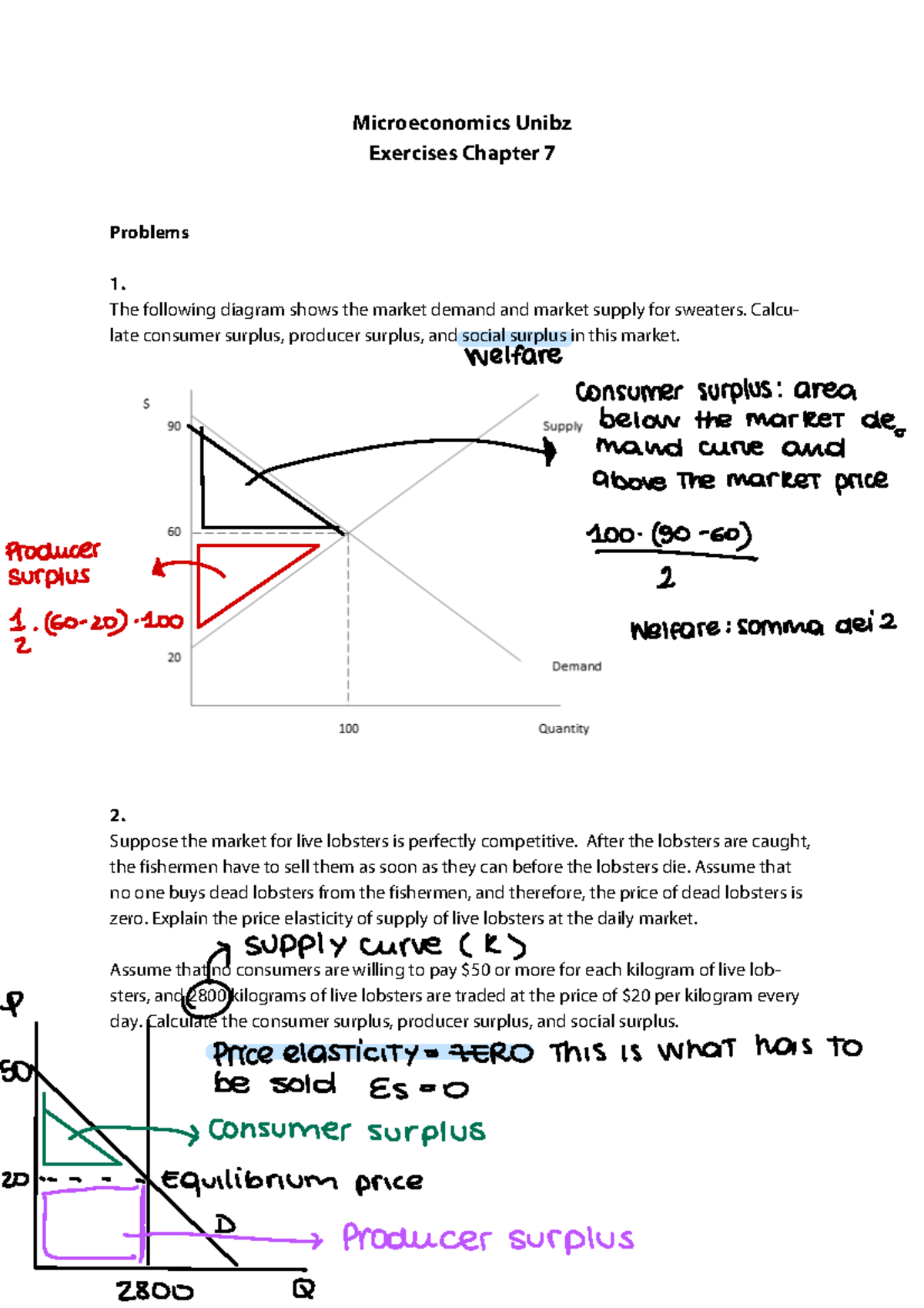Micro Exercise Chapter 7 - 1 Microeconomics Unibz Exercises Chapter 7 ...