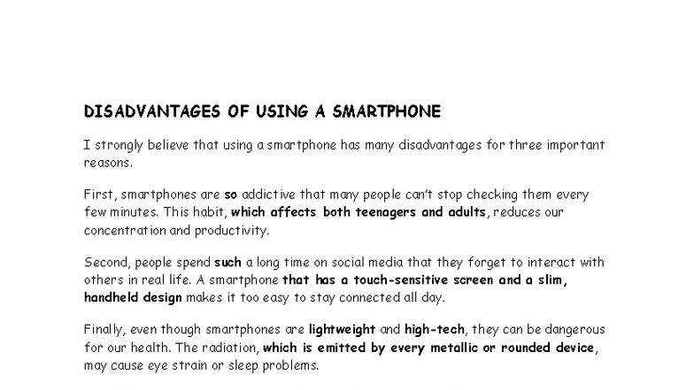 DISADVANTAGES OF SMARTPHONE USE: IMPACT ON HEALTH & PRODUCTIVITY - Studocu