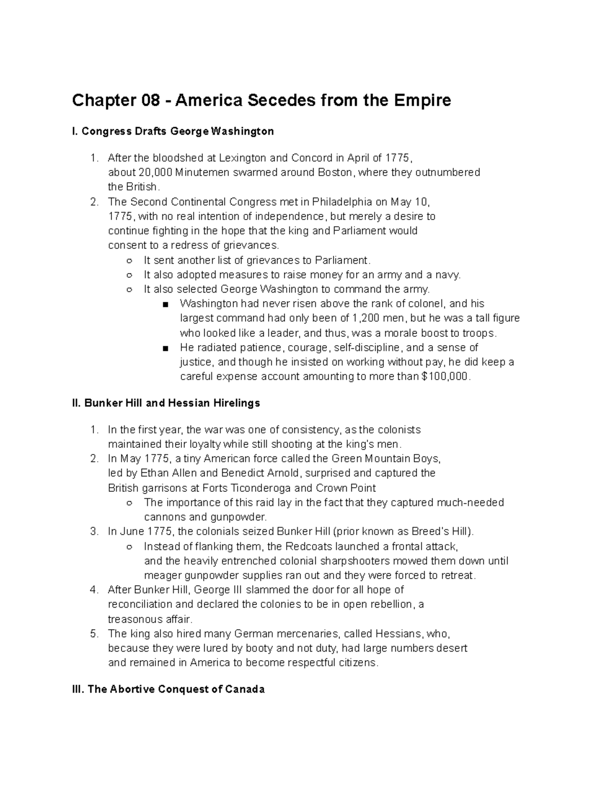 APUSH Chapter 08: America Secedes from the Empire Overview - Studocu