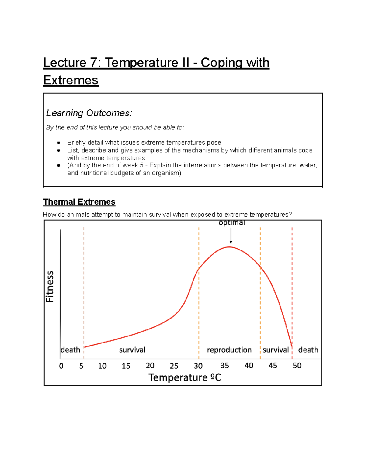 Lecture 7: Temperature II - Coping with Extremes and Survival ...