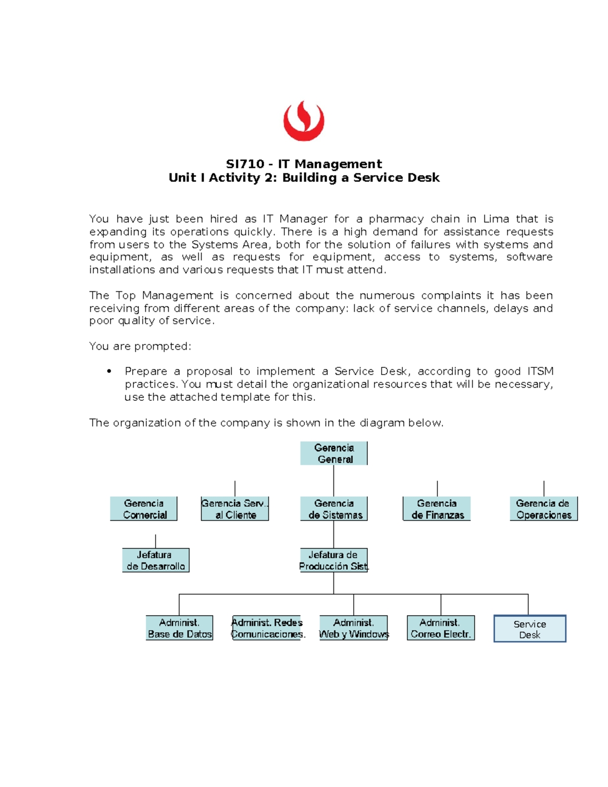 SI710 IT Management: Proposal for Service Desk Implementation - Studocu