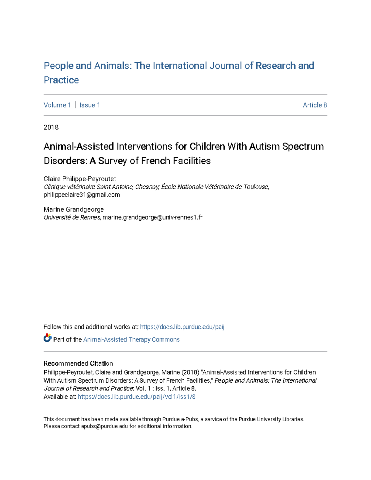 Animal-Assisted Interventions for Children With Autism Spectrum D ...