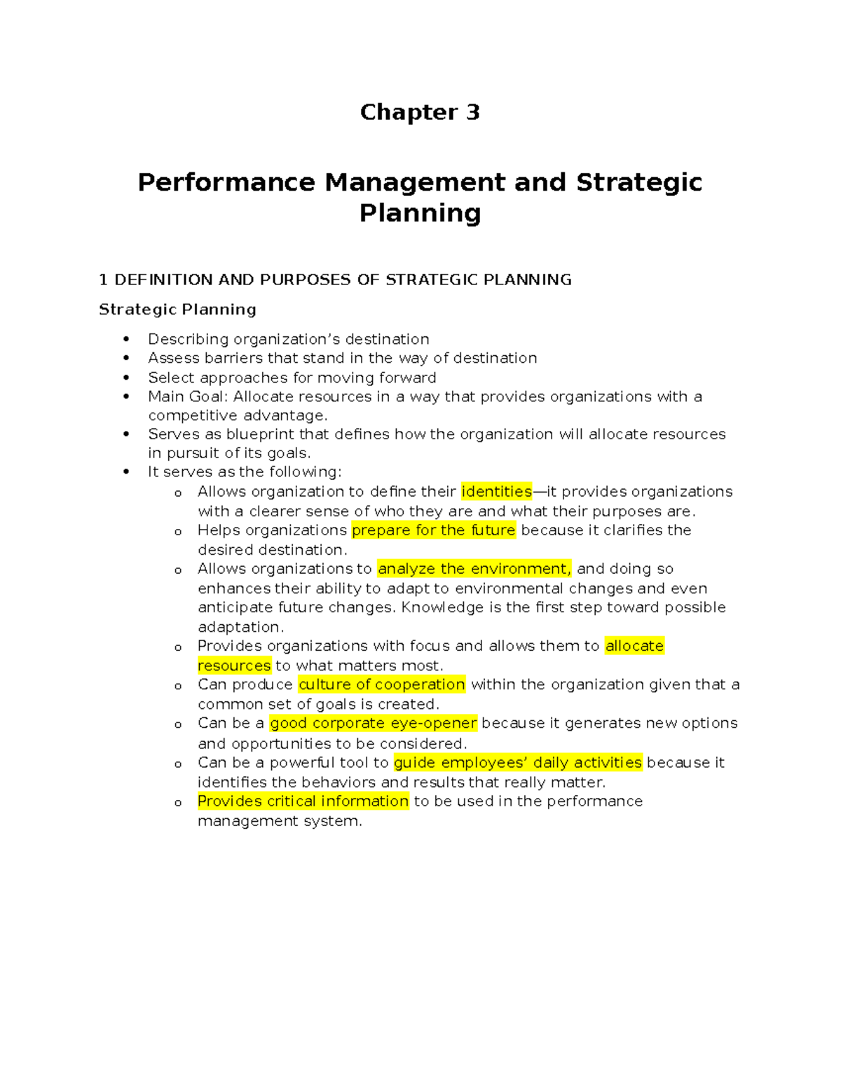 Chapter 3 - Performance Management & Strategic Planning Lecture Notes ...