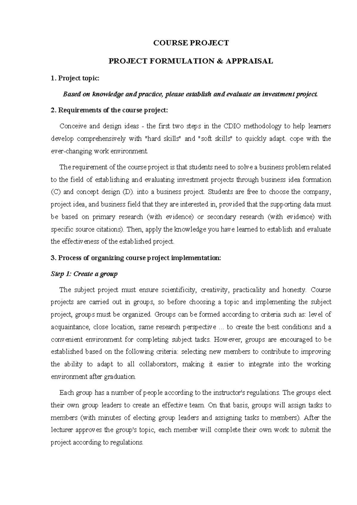 Group Project Content - nnnn - COURSE PROJECT PROJECT FORMULATION ...