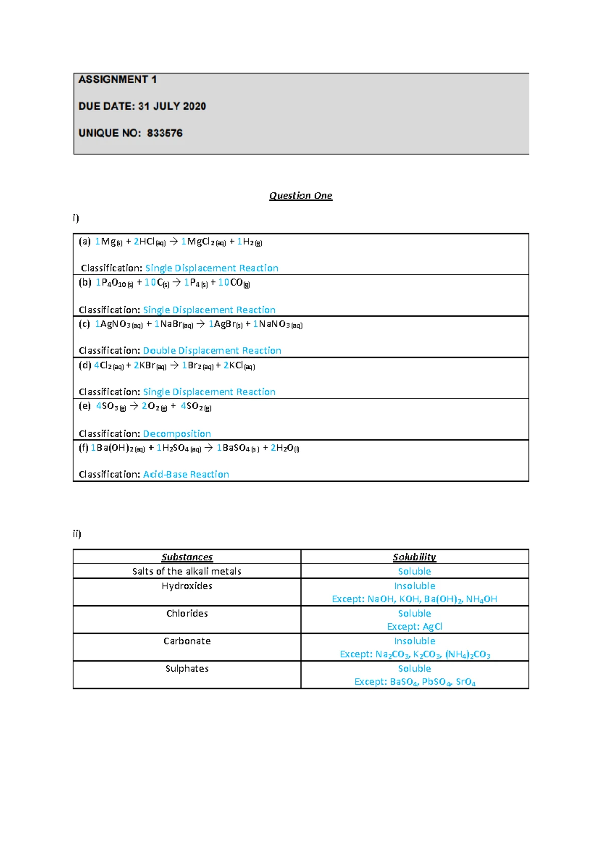CHE1503 Safety worksheet ans - Student name_______________________________ Student - Studocu