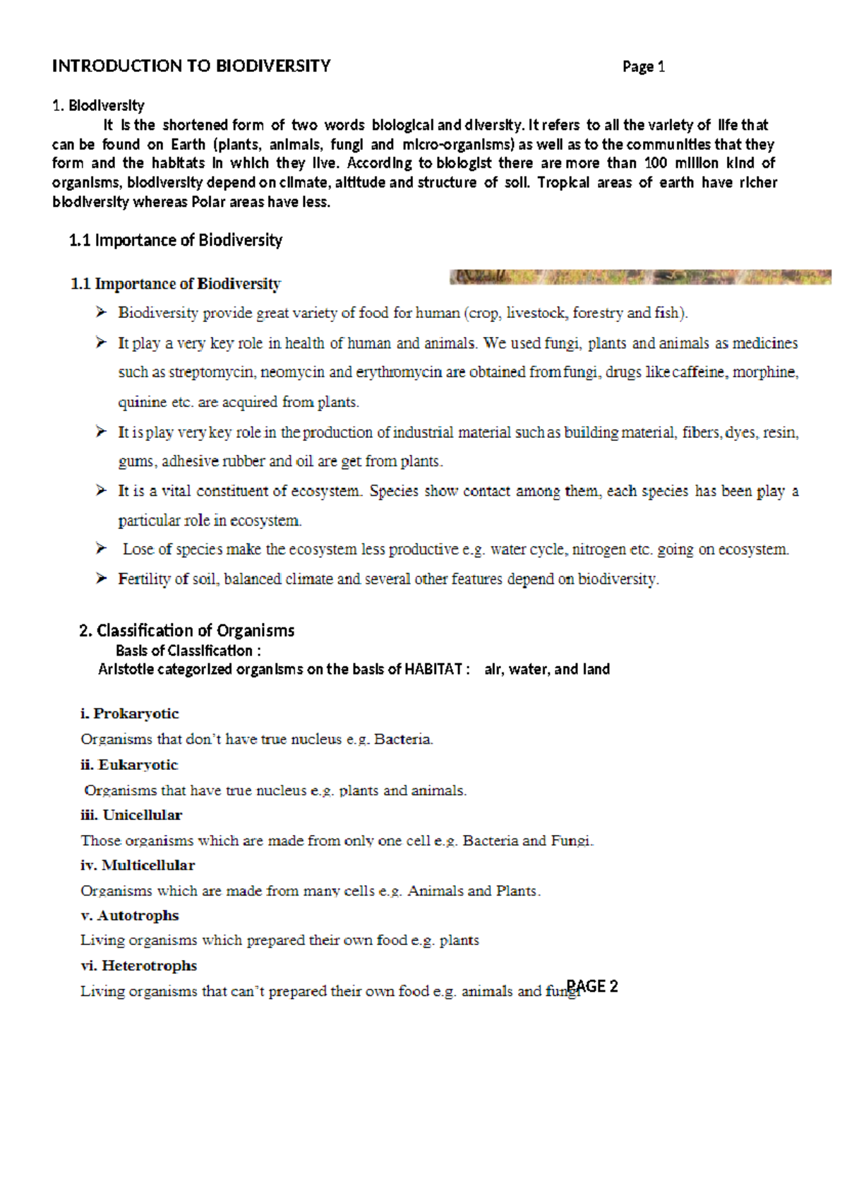 Introduction TO BIOdiversity- WEEK 5 Lecture - Copy - INTRODUCTION TO ...