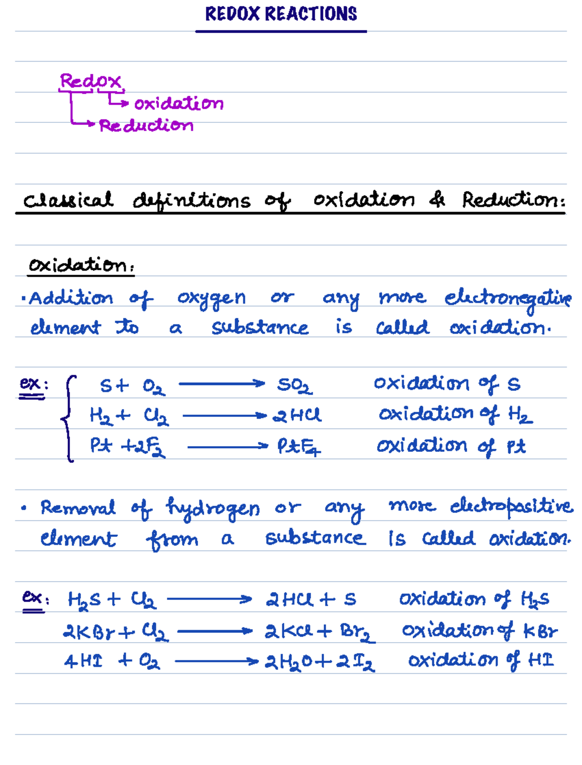 Redox Reactions: Handwritten Notes for CLA 502 - Studocu
