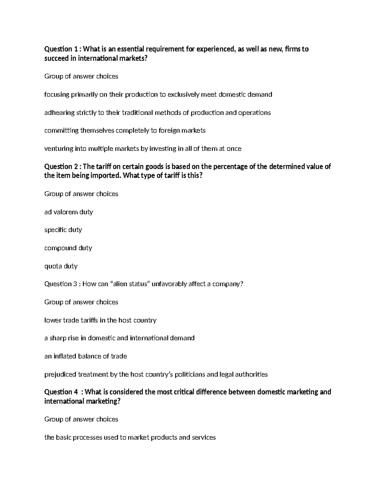 GKI MQT - Essential Questions on International Marketing Strategies ...