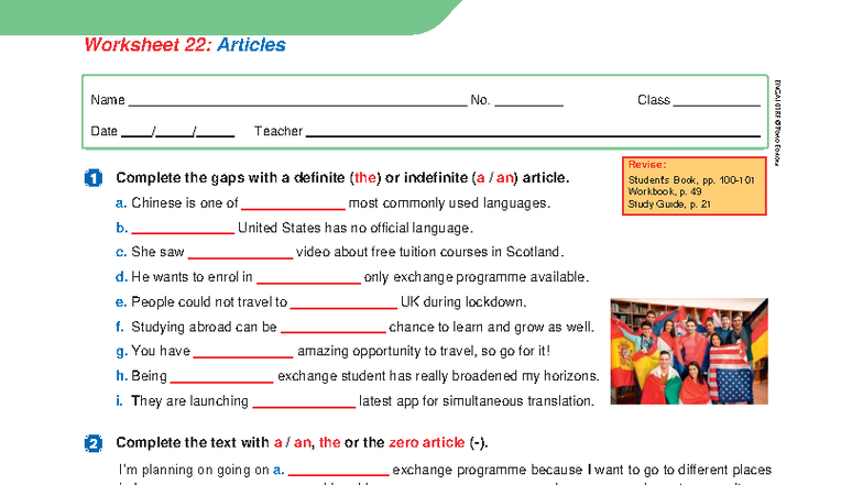 WS Articles - English Exercise ENGA10TRF - Studocu