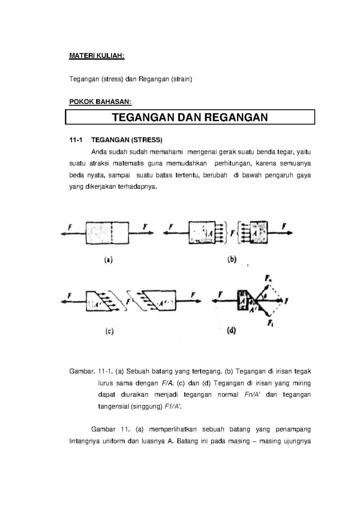 11001-11- Catatan Kuliah tentang Tegangan dan Regangan - Studocu