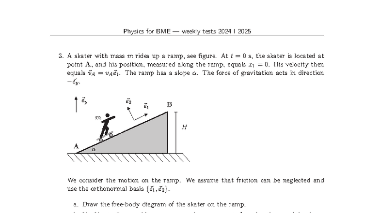 8BA030 Physics for BME Test 3: Skater on Ramp Dynamics - Studeersnel