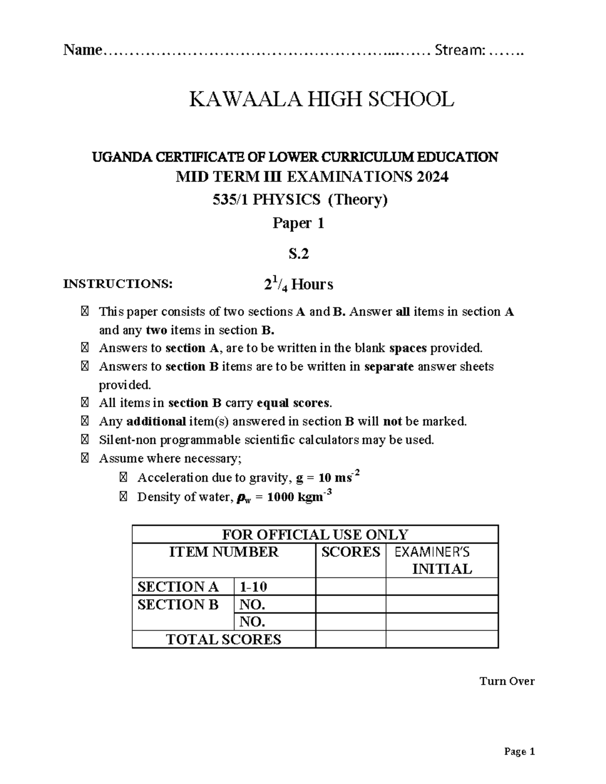 S2- Physics - Midterm III Exam Practice Questions & Guidance - Studocu