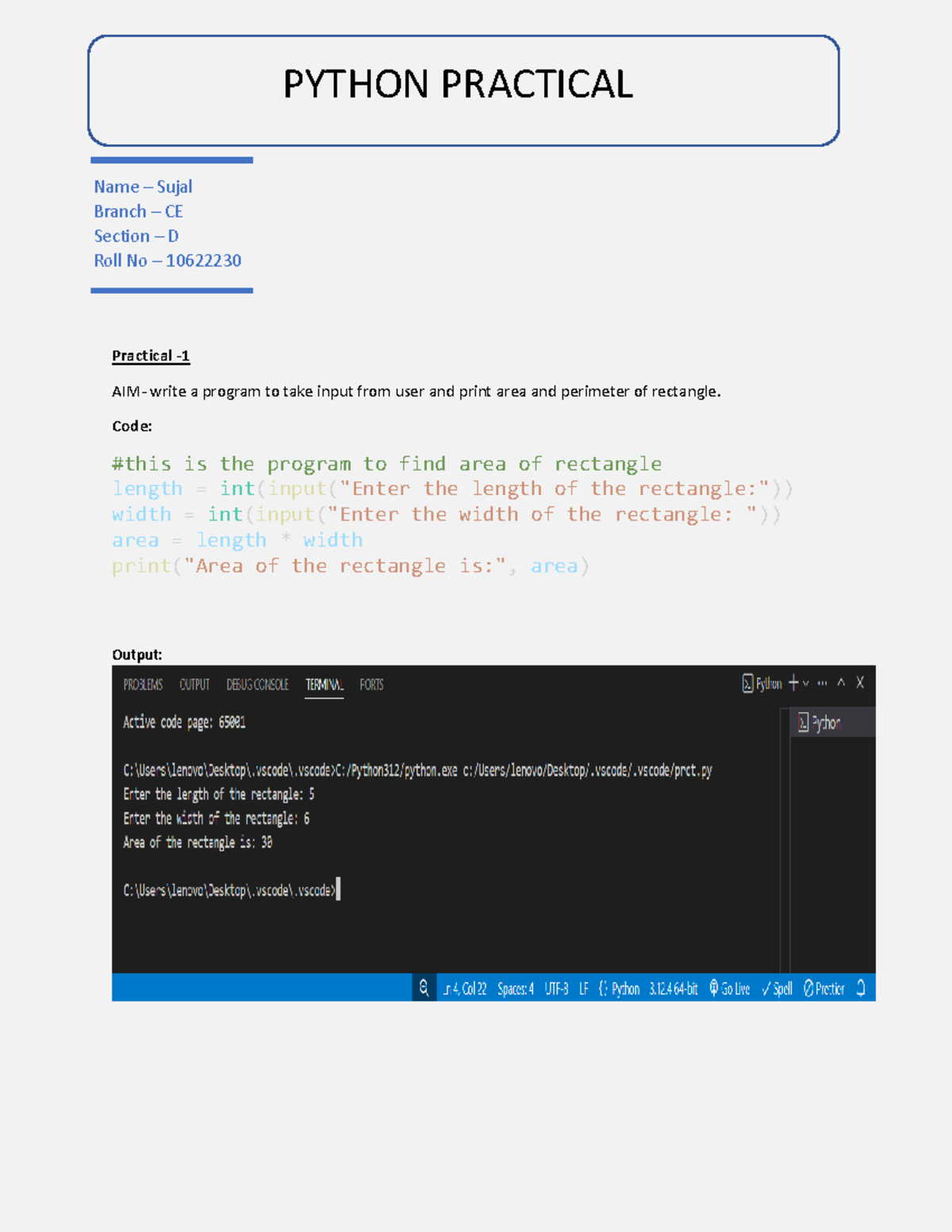 Python practical 1-12 - sdfsdfsdf - Practical - 1 AIM- write a program ...