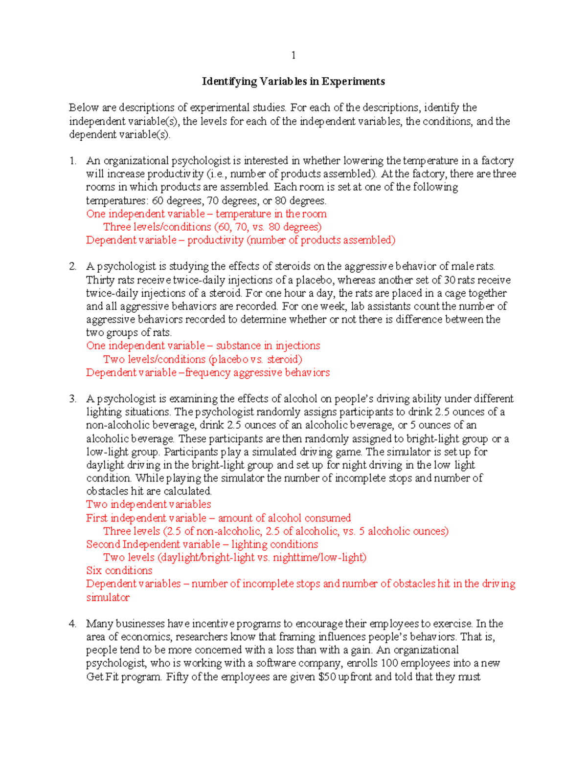 Identifying Independent & Dependent Variables: Worksheet Guide - Studocu