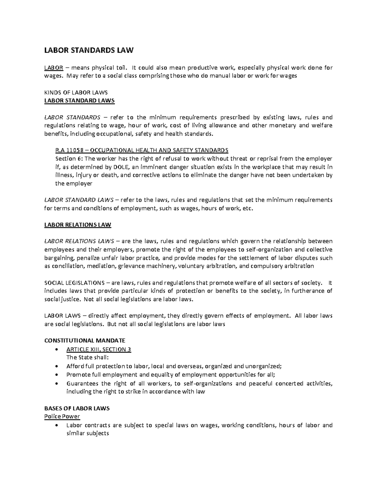 Labor Standards Law: Key Provisions and Employee Rights (LAB 101) - Studocu