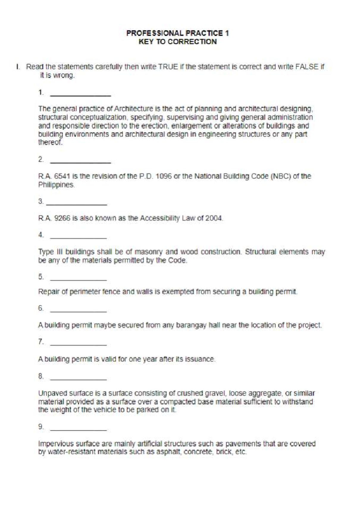 Professional Practice 1 M2 Exam: Key to Correction and Answers - Studocu