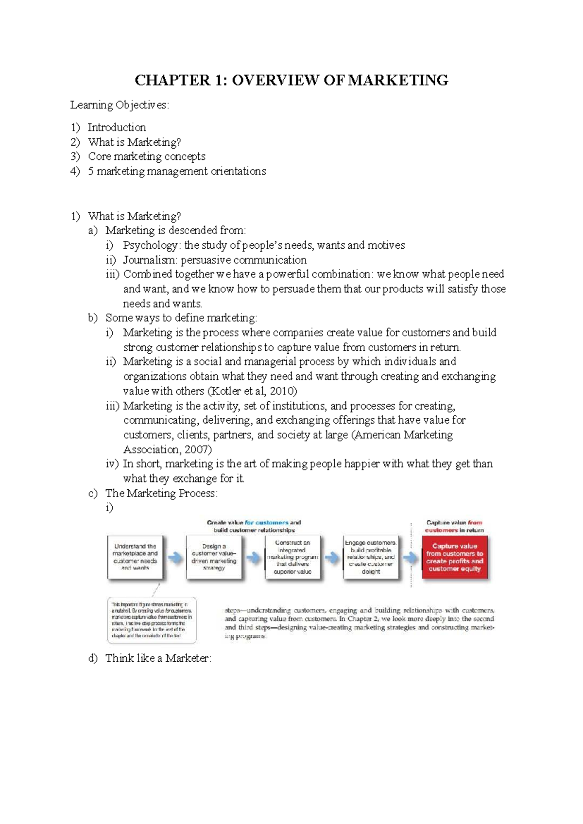 CHAPTER 1: OVERVIEW OF MARKETING - Key Concepts & Processes - Studocu