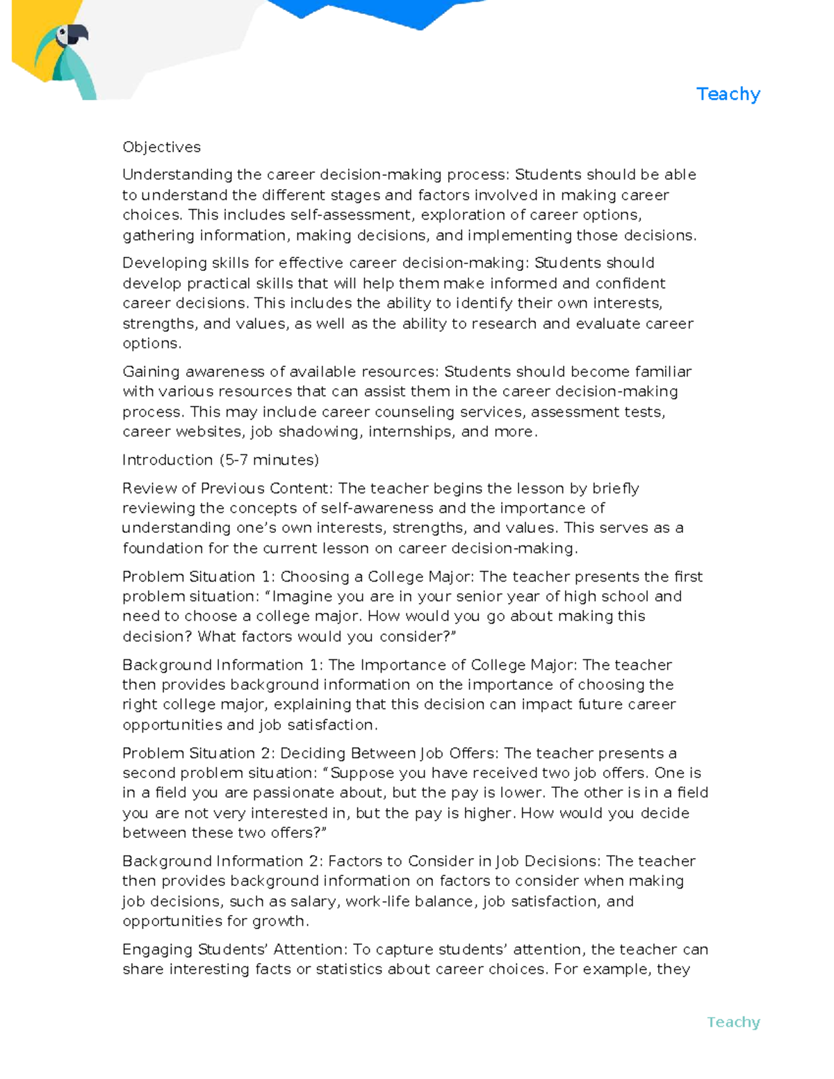 Lesson Plan - 30 Jan 2025 - Career Decision-Making in Life Orientation ...