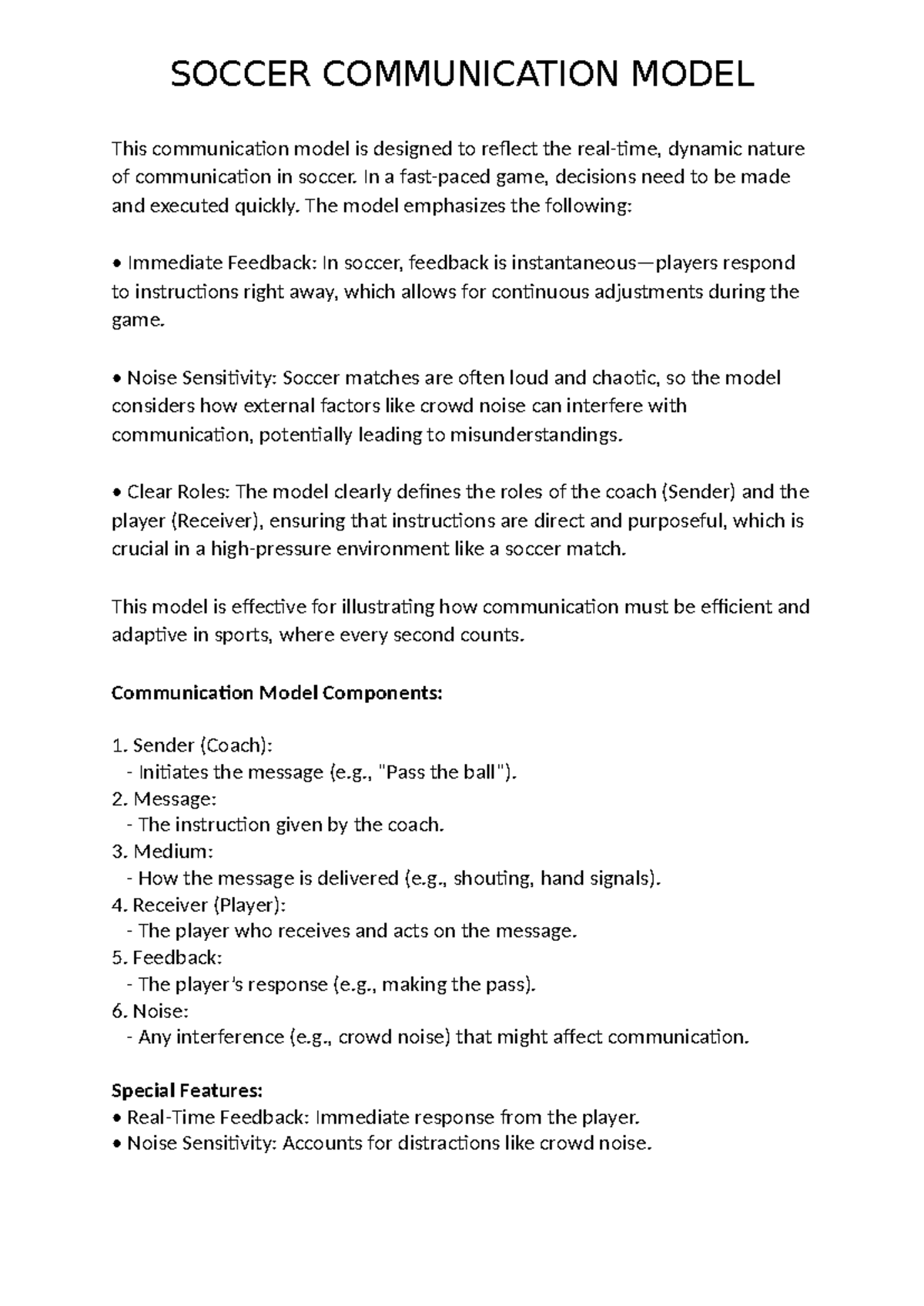 DAVE ORAL COM - dddgd - SOCCER COMMUNICATION MODEL This communication ...
