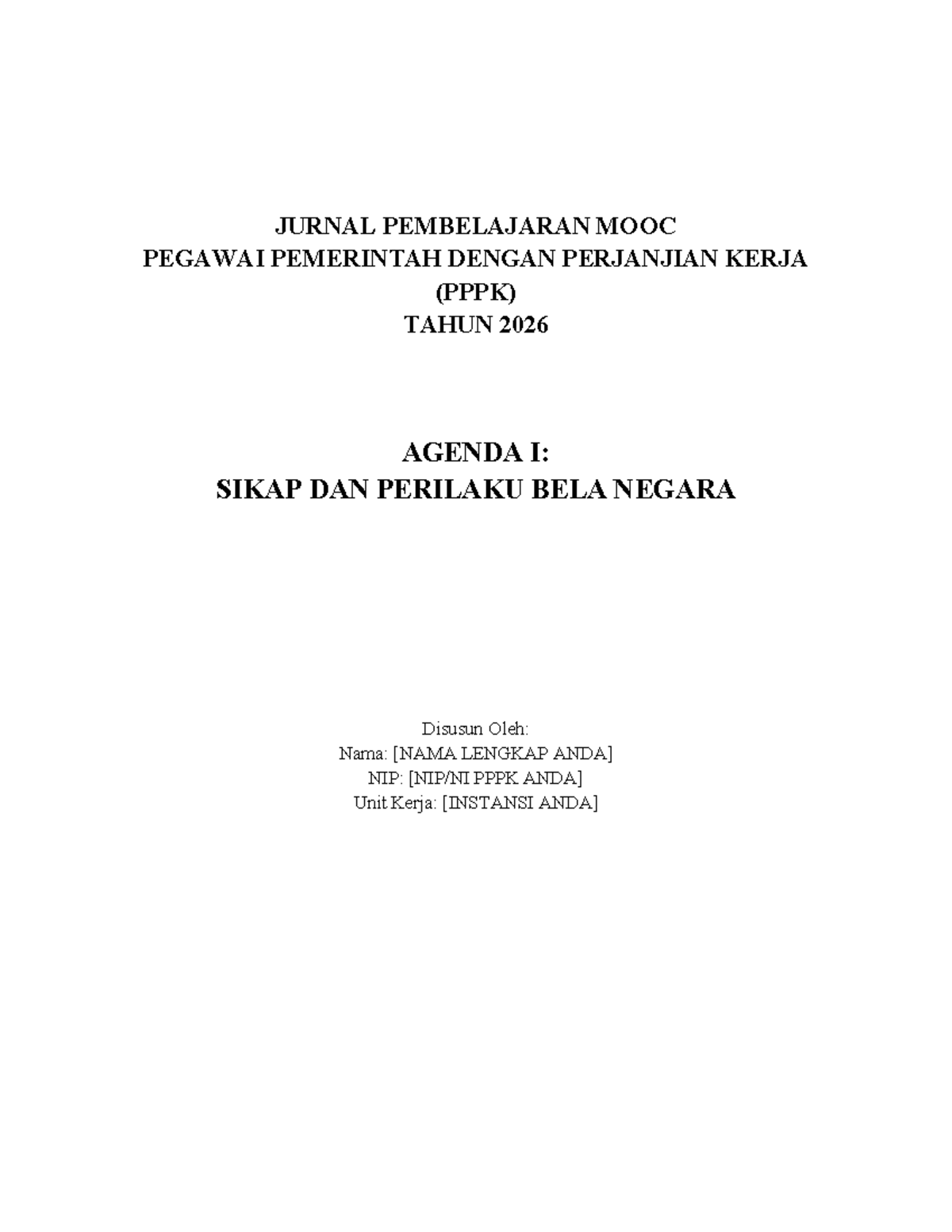 Jurnal Pembelajaran MOOC PPPK 2026: Sikap dan Perilaku Bela Negara ...