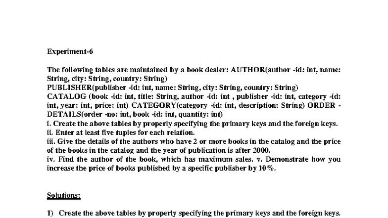 Database Design and Queries for Book Dealer Management (CS101) - Studocu