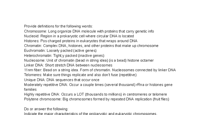 Chromatin Structure and Function: Key Mechanisms and Features - Studocu