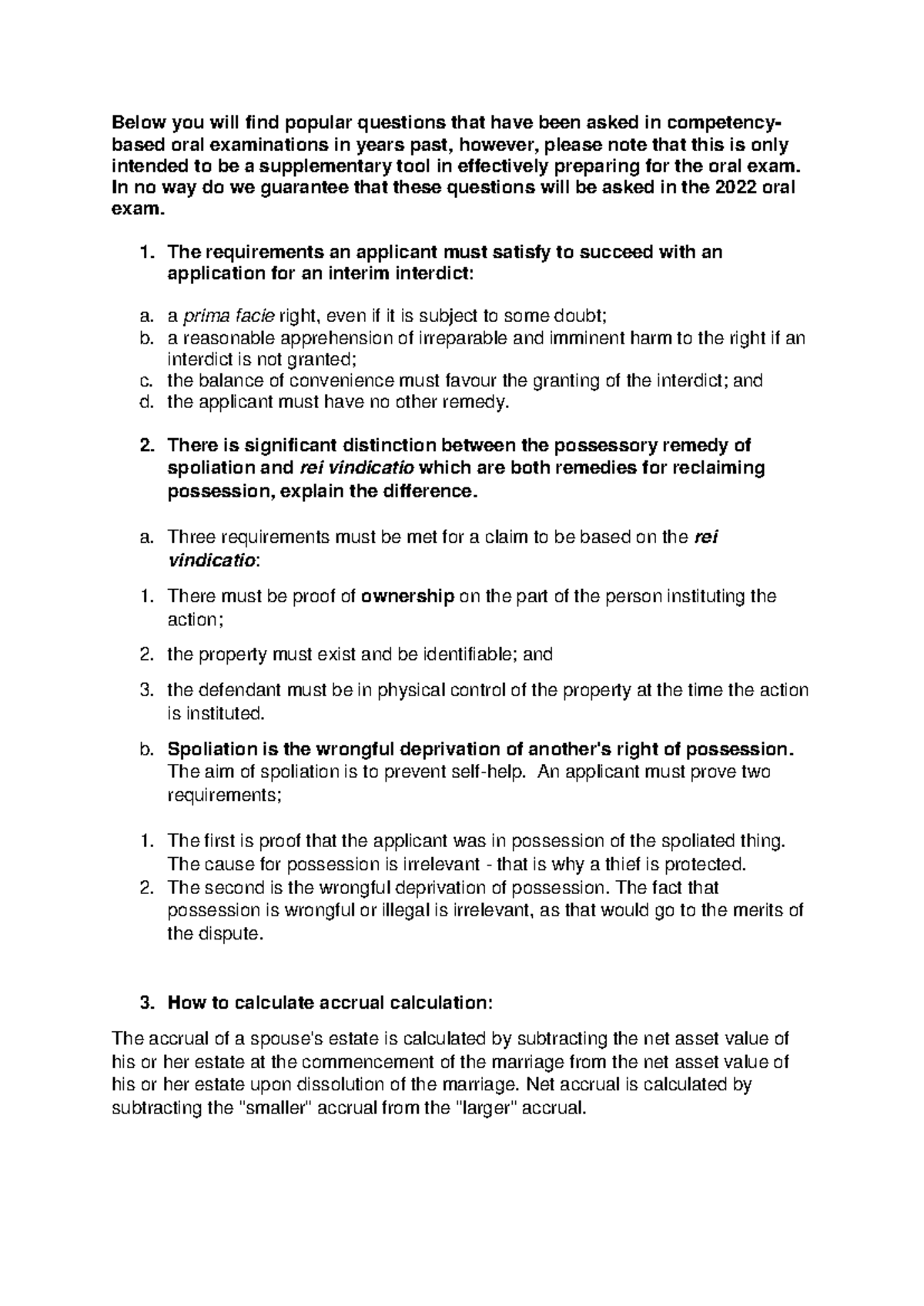 Competency-Based Oral Exam Prep Questions (2022) - Studocu