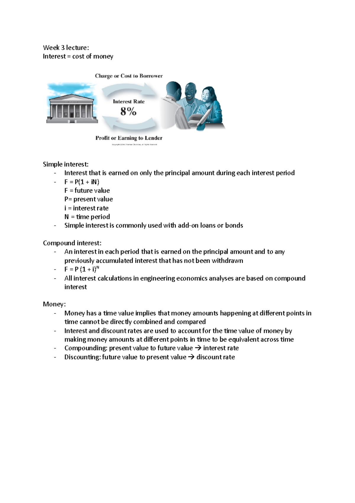 Week 3 lecture - Week 3 lecture: Interest = cost of money Simple ...