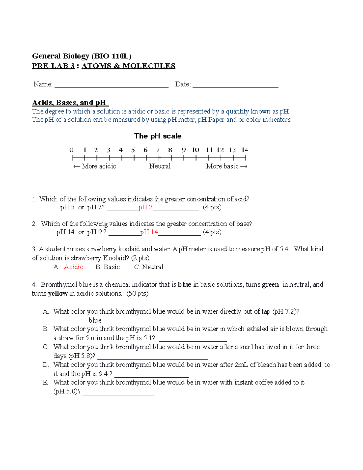BIO 110L Prelab 3 - notes - General Biology (BIO 110L) PRE-LAB 3 ...