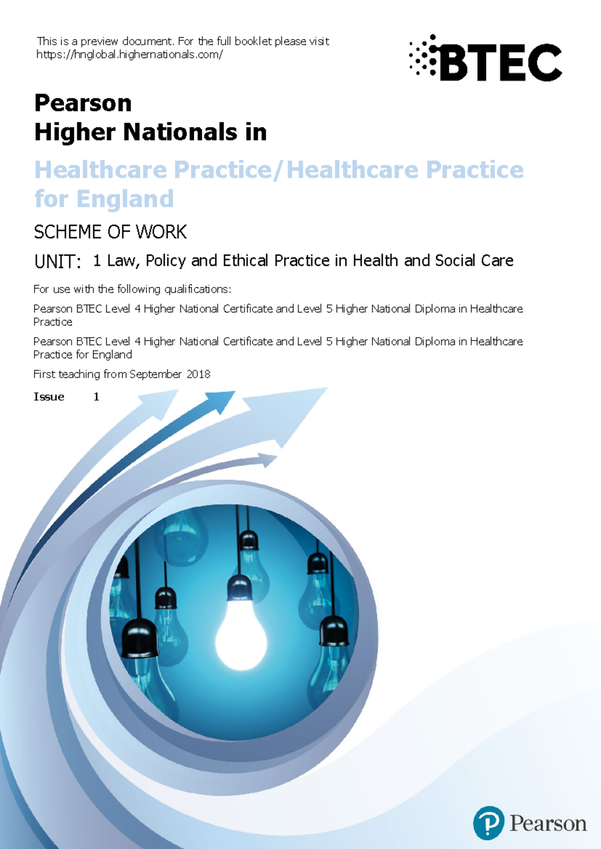 Preview btec hncd hcp sow - Pearson Higher Nationals in Healthcare ...