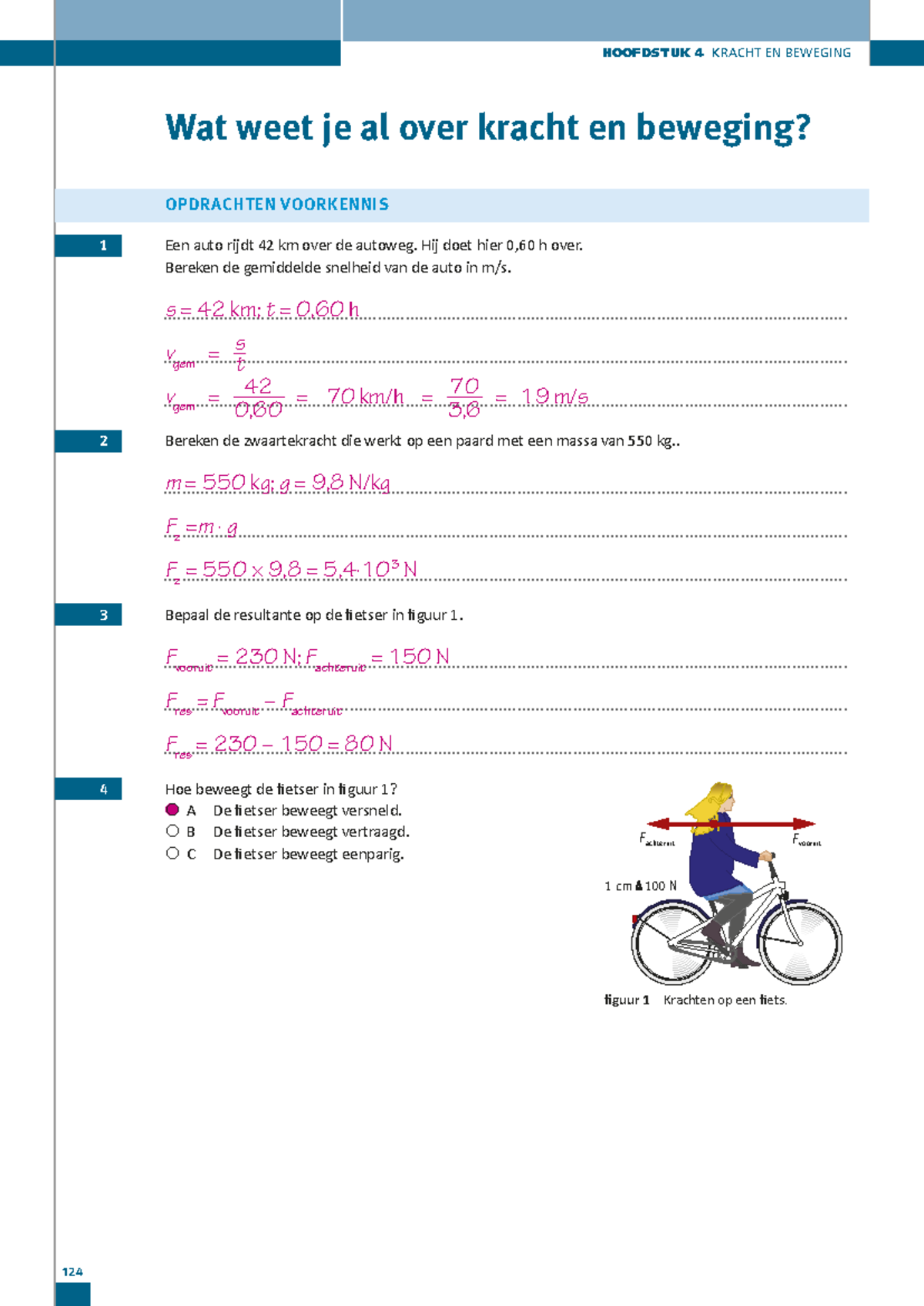 Natuurkunde Havo 3 Hoofdstuk 4: Kracht en Beweging Opgaven - Studeersnel