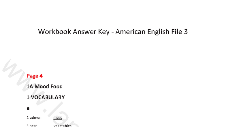 American English File 3 Workbook Answer Key - Studocu